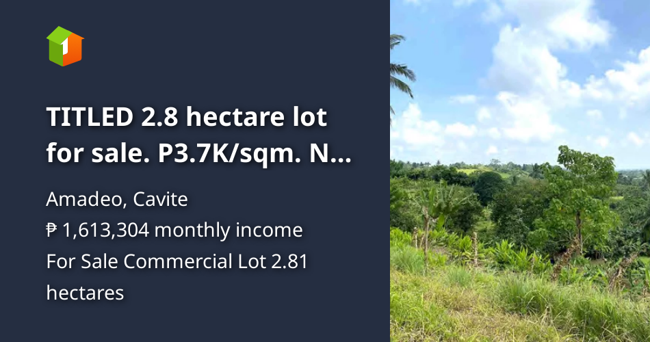 TITLED 2.8 hectare lot for sale. P3.7K/sqm. Nr Tagaytay and Aguinaldo ...