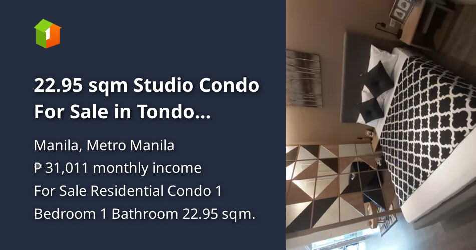 22.95 sqm Studio Condo For Sale in Tondo Manila [Condos 🏙️] (March 2024 ...