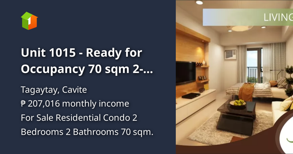 Unit 1015 - Ready for Occupancy 70 sqm 2-Bedroom Residential Condo in ...