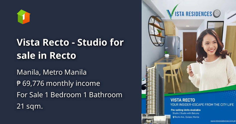 Vista Recto - Studio for sale in Recto [Condos 🏙️] (June 2021) in ...