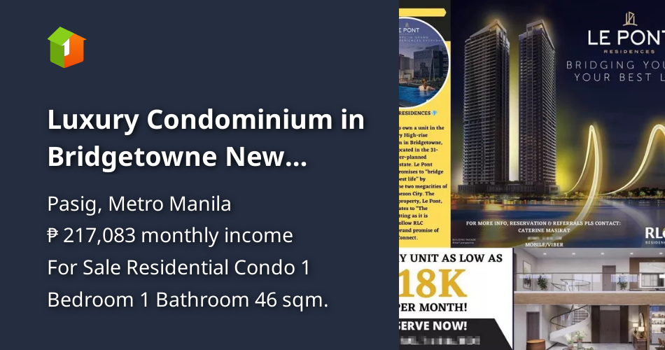 Luxury Condominium in Bridgetowne New Destination Estate [Condos 🏙️] (June 2023) in Pasig, Metro ...