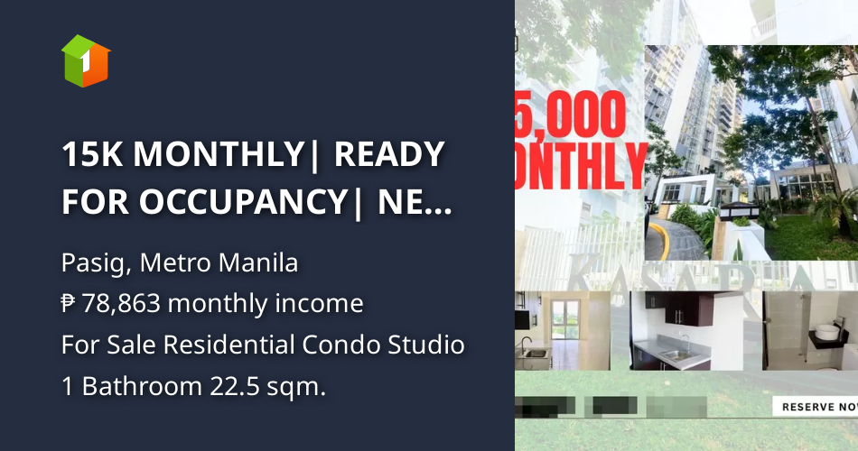 15K MONTHLY| READY FOR OCCUPANCY| NEAR BGC| LIFETIME OWNERSHIP [Condos ...