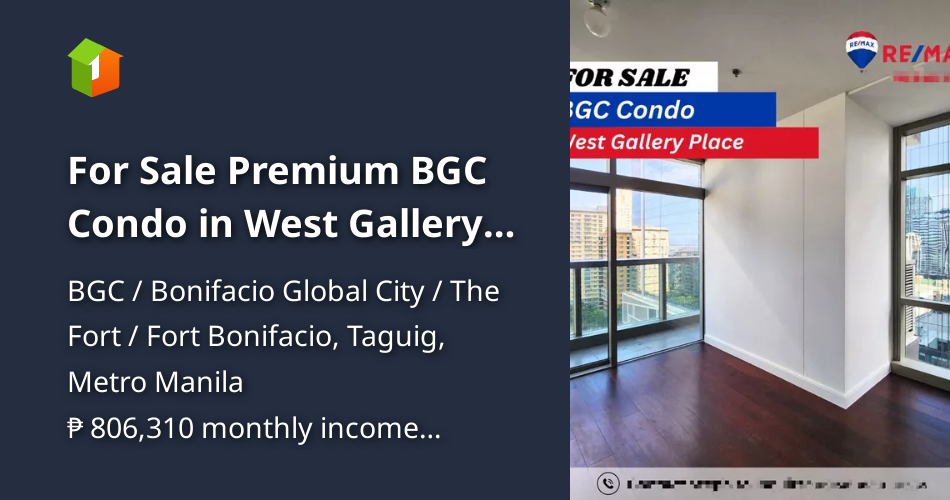 For Sale Premium BGC Condo in West Gallery Place 2BR Corner Unit ...