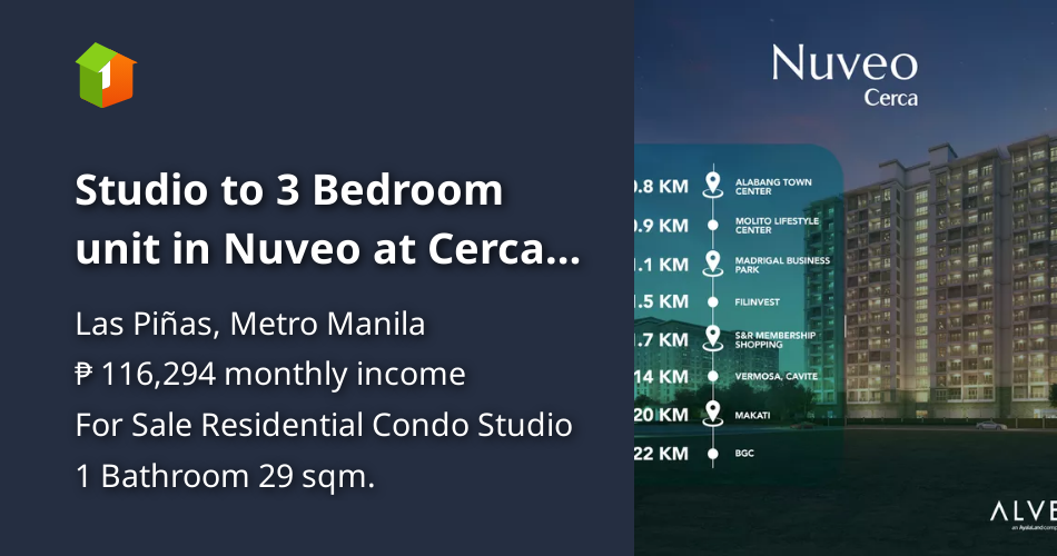 Studio to 3 Bedroom unit in Nuveo at Cerca, Alabang [Condos 🏙️ ...