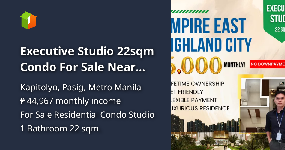 Executive Studio 22sqm Condo For Sale Near LRT2 and NAIA [Condos 🏙️ ...