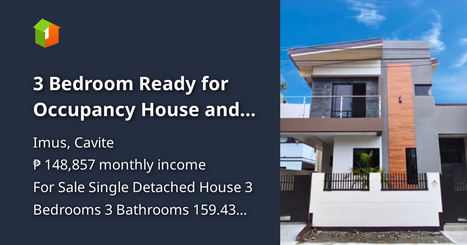 3 Bedroom Ready for Occupancy House and Lot with Balcony for Sale in ...