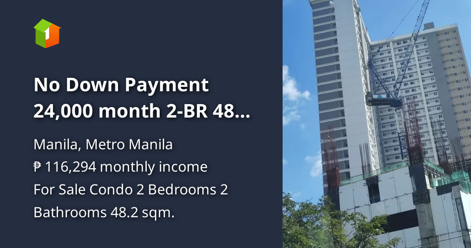 No Down Payment 24,000 month 2-BR 48 sq.m in Manila near U-BELT [Condos ...
