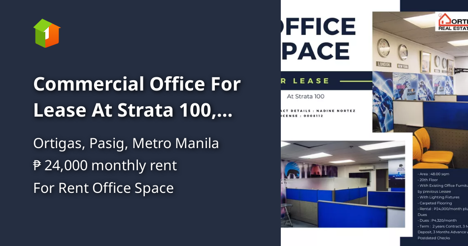 Commercial Office For Lease At Strata 100, Pasig [Commercial Properties ...