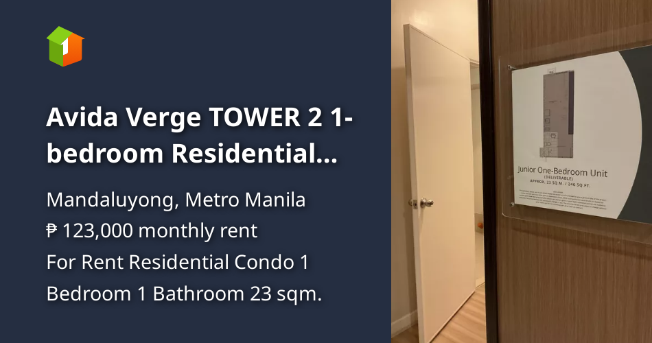 Avida Verge TOWER 2 1-bedroom Residential Condo For Sale in Mandaluyong ...