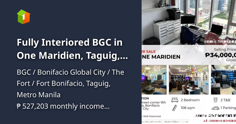 Fully Interiored BGC in One Maridien, Taguig, 2 Bedroom Unit [Condos 🏙️ ...
