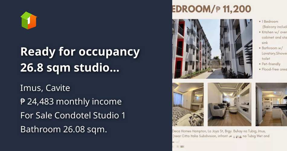 Ready for occupancy 26.8 sqm studio condominiums rent-to-own in imus ...