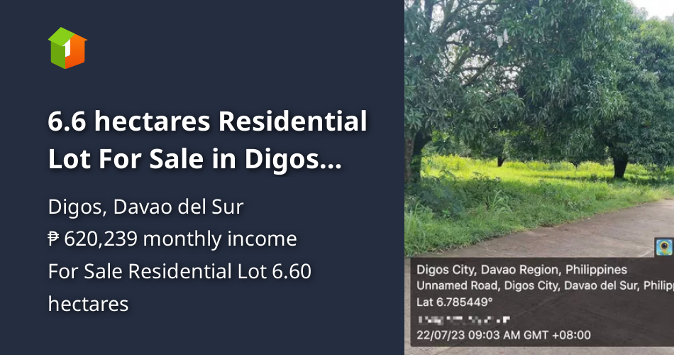 6.6 hectares Residential Lot For Sale in Digos City, Davao del Sur ...