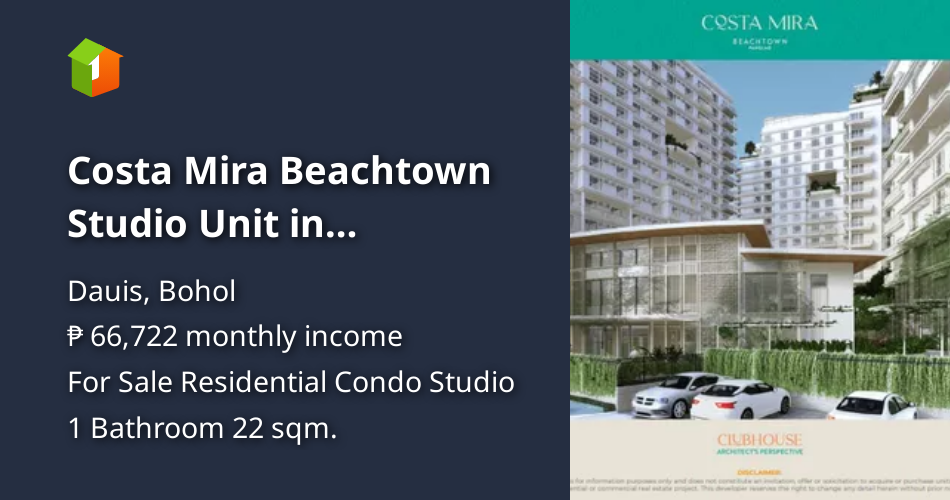 Costa Mira Beachtown Studio Unit in Songculan Dauis, Bohol 22sqm ...