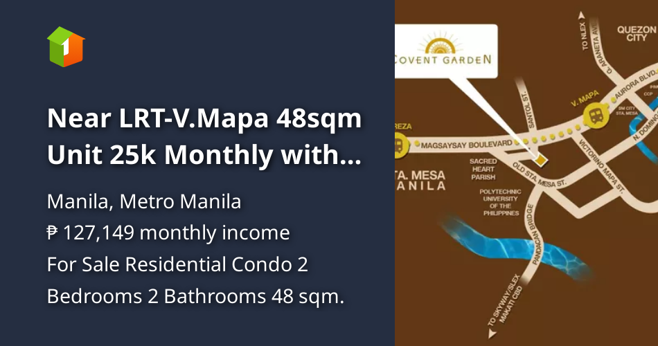 Near LRT-V.Mapa 48sqm Unit 25k Monthly with 5% PROMO DISCOUNT [Condos 🏙 ...