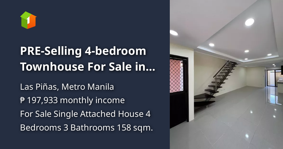 PRE-Selling 4-bedroom Townhouse For Sale in Pilar, Las Pinas [Houses ...