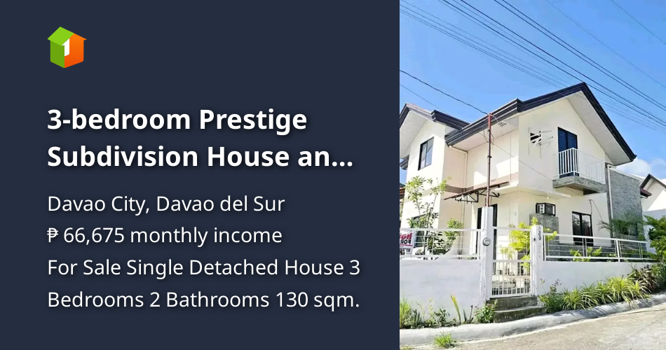 3-bedroom Prestige Subdivision House and Lot For Sale Davao City ...