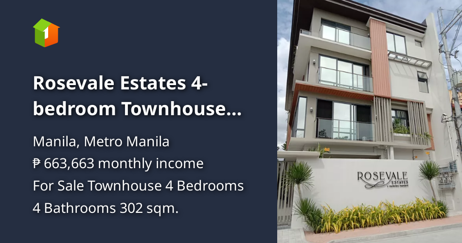 Rosevale Estates 4-bedroom Townhouse For Sale in Manila Metro Manila ...