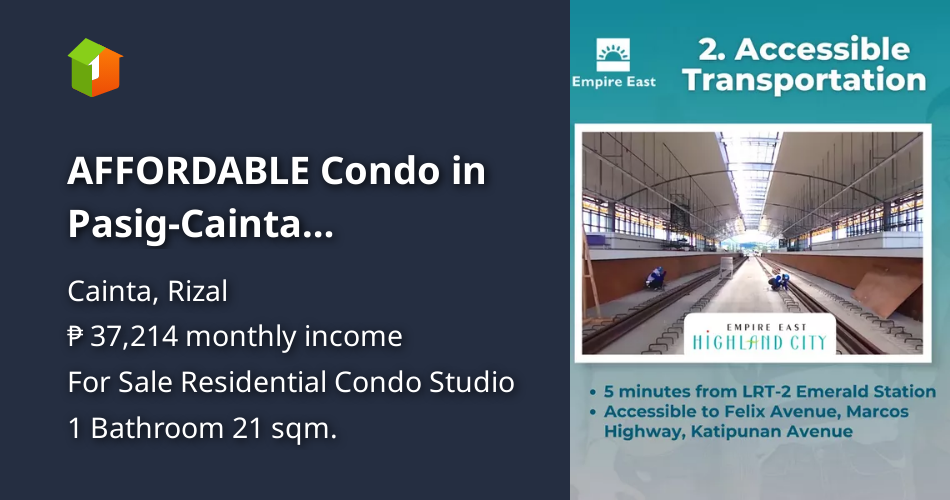 AFFORDABLE Condo in Pasig-Cainta 3,500/month + NO DP! [Condos 🏙️ ...