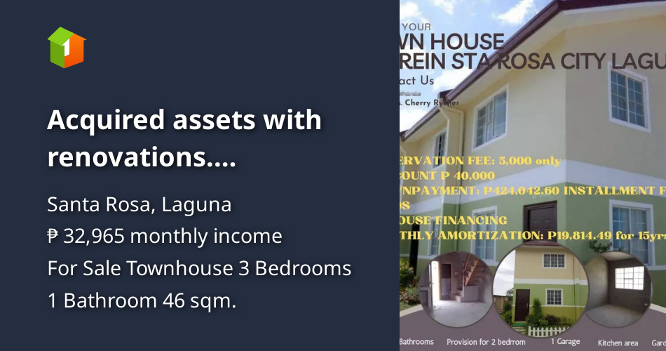 Acquired assets with renovations. Unoccupied [Houses and Lots 🏘️] (July ...