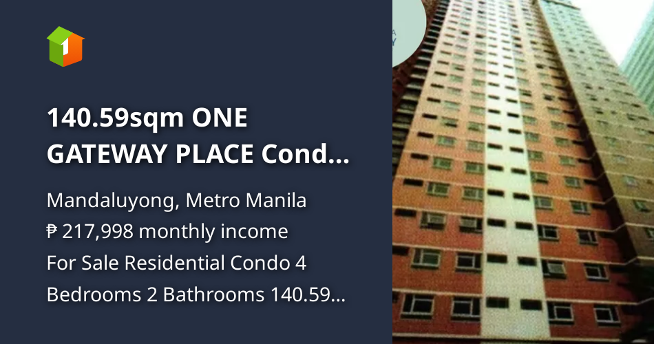 140.59sqm ONE GATEWAY PLACE Condo For Sale in Mandaluyong Metro Manila ...