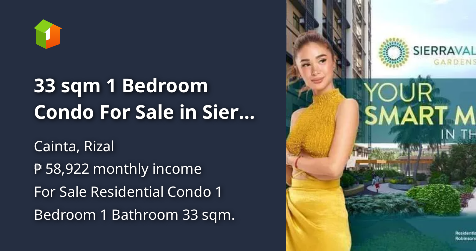 33 sqm 1 Bedroom Condo For Sale in • • • Cainta Rizal [Condos 🏙️] (October 2023) in Cainta ...