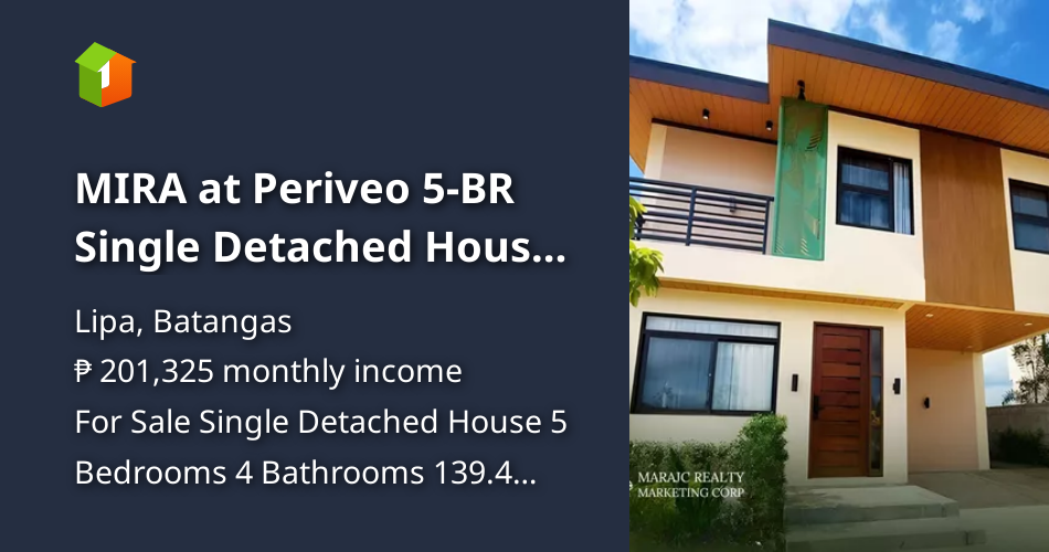 MIRA at Periveo 5-BR Single Detached House For Sale in Lipa Batangas ...