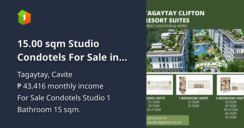 15.00 sqm Studio Condotels For Sale in Tagaytay City [Condos 🏙️ ...