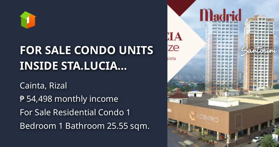 FOR SALE CONDO UNITS INSIDE STA.LUCIA CAINTA RIZAL WALKING DISTANCE TO ...