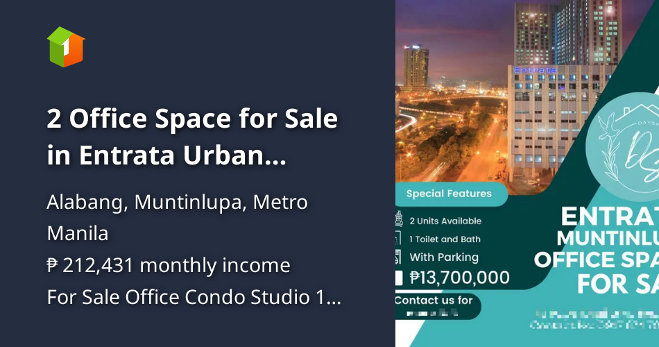 2 Office Space for Sale in Entrata Urban Complex, Alabang [Condo 🏙️ ...