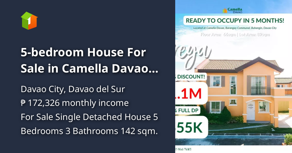 5-bedroom House For Sale in Camella Davao Communal Davao City [Houses ...