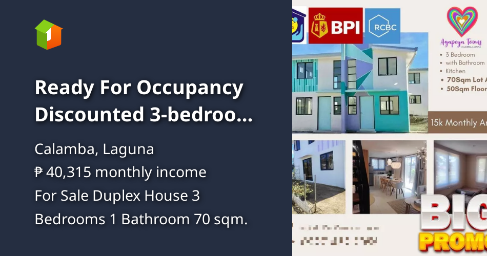 Ready For Occupancy Discounted 3-bedroom Duplex House For Sale thru Pag ...