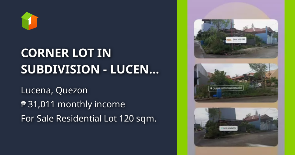 CORNER LOT IN SUBDIVISION - LUCENA CITY - HIGHLY URBANIZED [Lots 🚜 ...