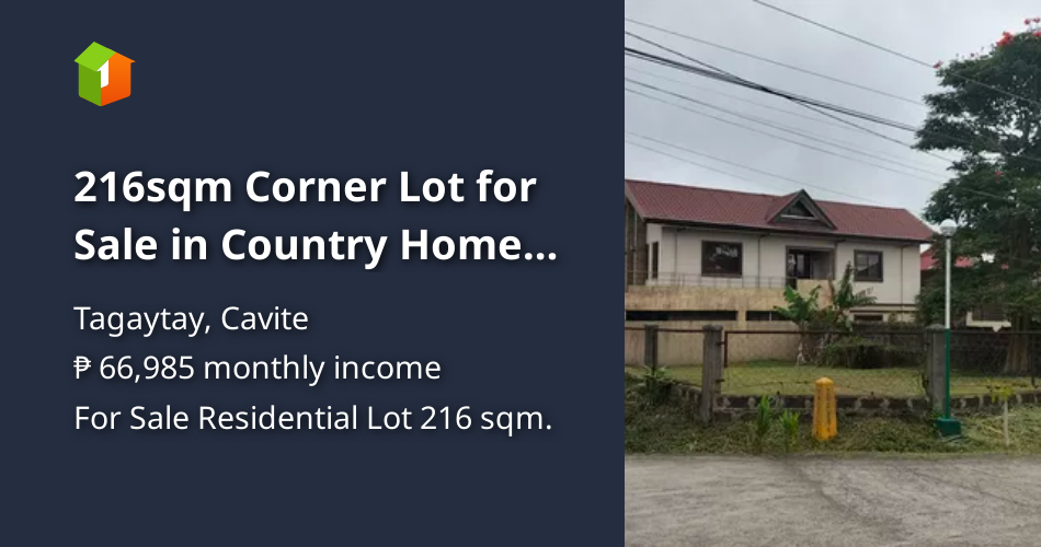 216sqm Corner Lot for Sale in Country Homes 1, Tagaytay City [Lots 🚜 ...