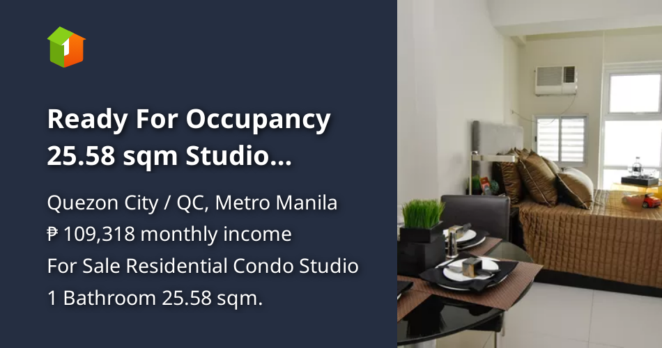 Ready For Occupancy 25.58 sqm Studio Residential Condo For Sale in ...