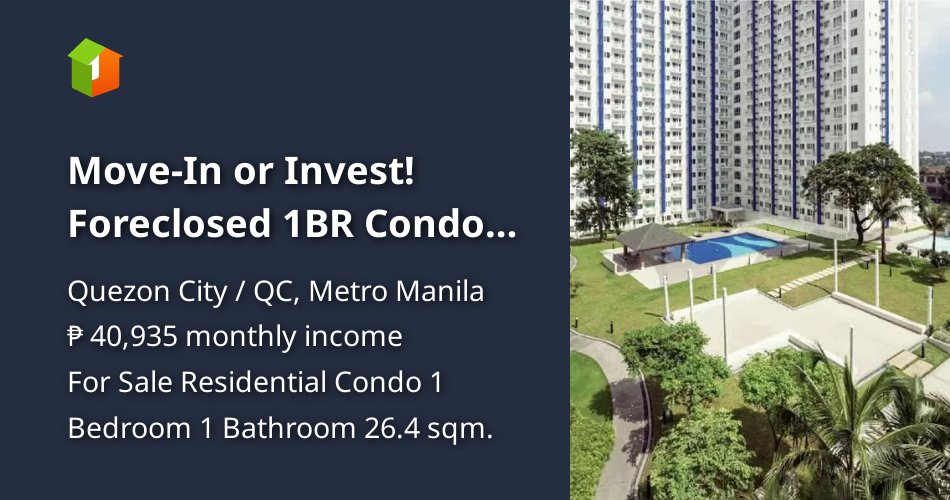 Move-In or Invest! Foreclosed 1BR Condo at SMDC Grass QC BFC-36 [Condos 🏙️] (January 2026) in ...