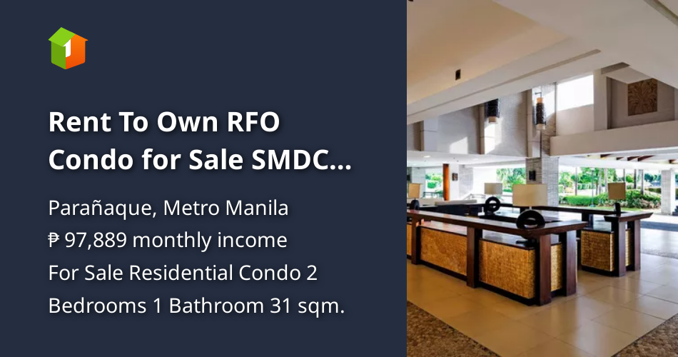 Rent To Own RFO Condo for Sale SMDC Field Residences Paranaque: Low DP ...