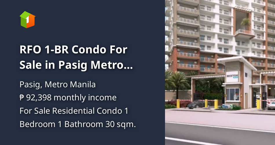 RFO 1-BR Condo For Sale in Pasig Metro Manila near Pioneer Supermarket ...