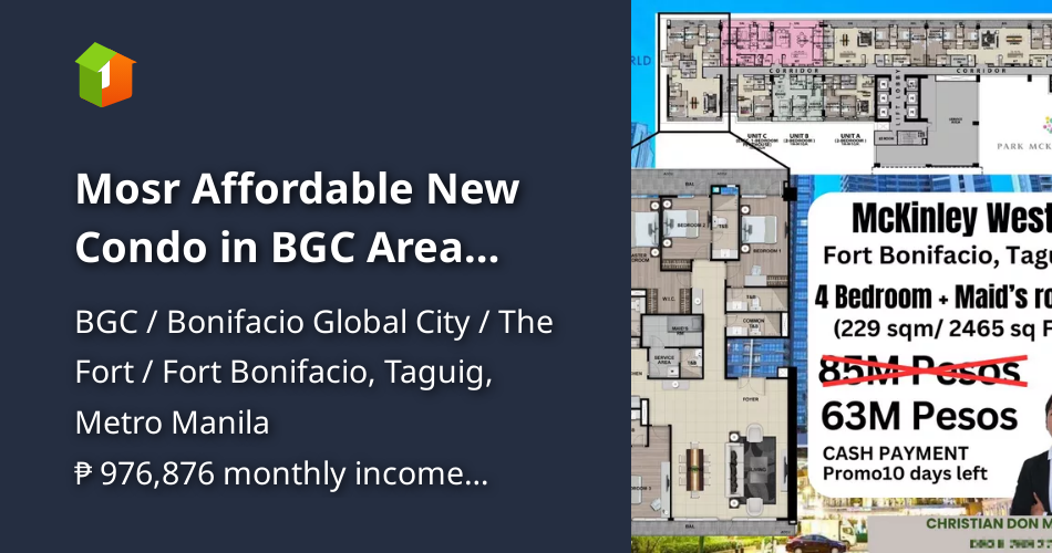 Mosr Affordable New Condo in BGC Area (BIGGEST UNIT) [Condos 🏙️] (June ...