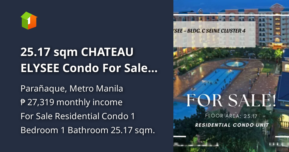 25.17 sqm CHATEAU ELYSEE Condo For Sale in Paranaque Metro Manila [Condos 🏙️] (May 2025) in ...