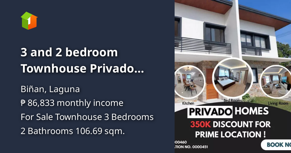 3 and 2 bedroom Townhouse Privado Homes Southwood in Binan Laguna ...