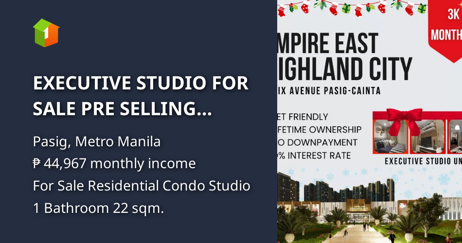 EXECUTIVE STUDIO FOR SALE PRE SELLING PERFECT FOR INVESTMENT [Condos 🏙️ ...