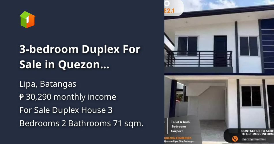 3-bedroom Duplex For Sale in Quezon Residences Lipa Batangas [Houses ...