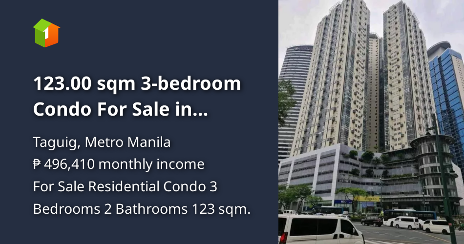 123.00 sqm 3-bedroom Condo For Sale in Taguig Metro Manila [Condos 🏙️ ...