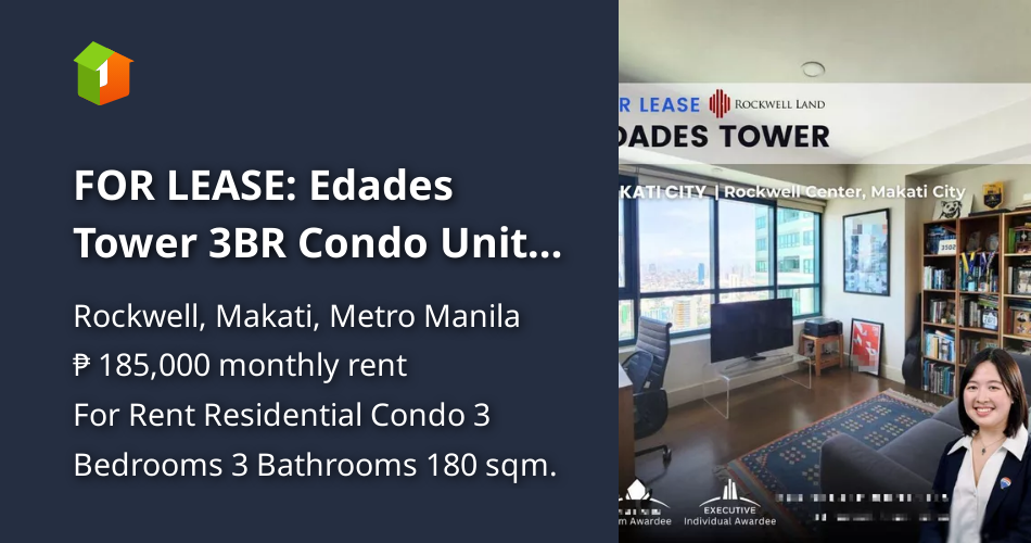 FOR LEASE: Edades Tower 3BR Condo Unit in Rockwell, Makati (Direct ...