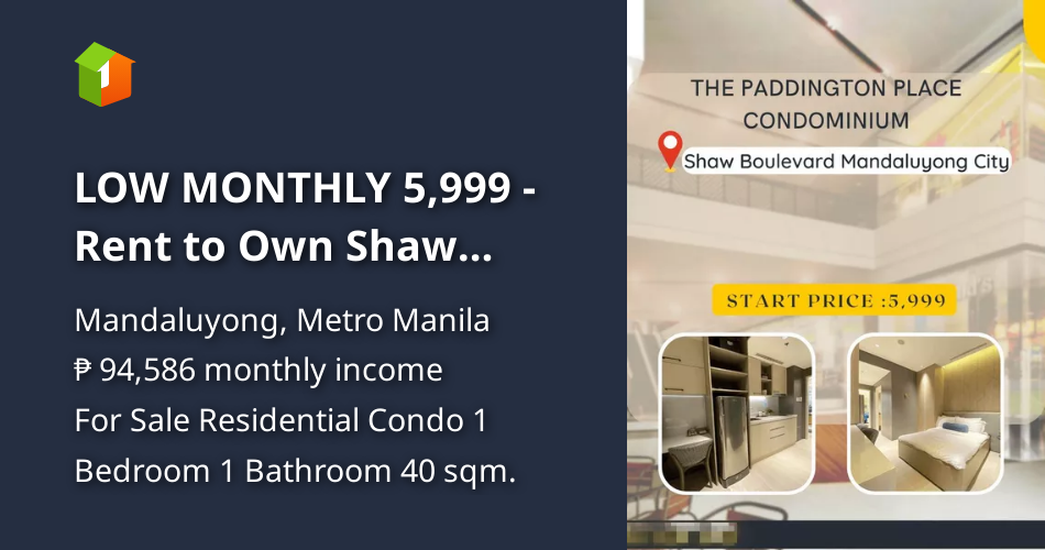 LOW MONTHLY 5,999 - Rent to Own Shaw Boulevard near MRT-Shaw! [Condos 🏙 ...