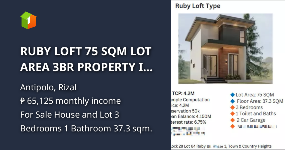RUBY LOFT 75 SQM LOT AREA 3BR PROPERTY IN ANTIPOLO [Houses and Lots 🏘️ ...
