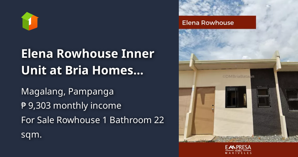 Elena Rowhouse Inner Unit at Bria Homes Magalang [Houses and Lots 🏘️ ...