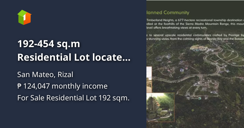 192-454 sq.m Residential Lot located inside Timberland Heights [Lots 🚜 ...