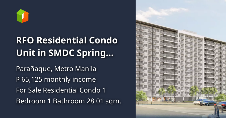 RFO Residential Condo Unit in SMDC Spring Residences West Service Road ...