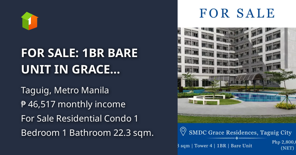 FOR SALE: 1BR BARE UNIT IN GRACE RESIDENCES, TAGUIG CITY [Condos 🏙️ ...